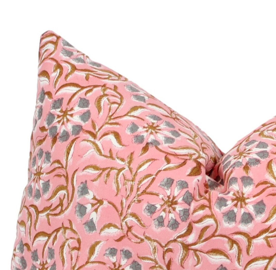 Pink Block Print Pillow Cover - Etsy