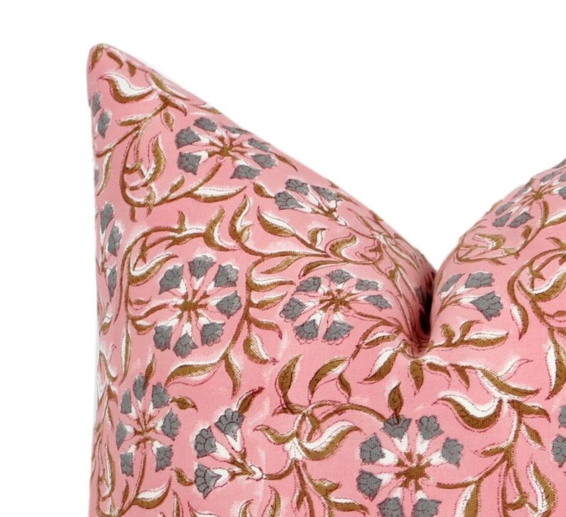 Pink Block Print Pillow Cover - Etsy
