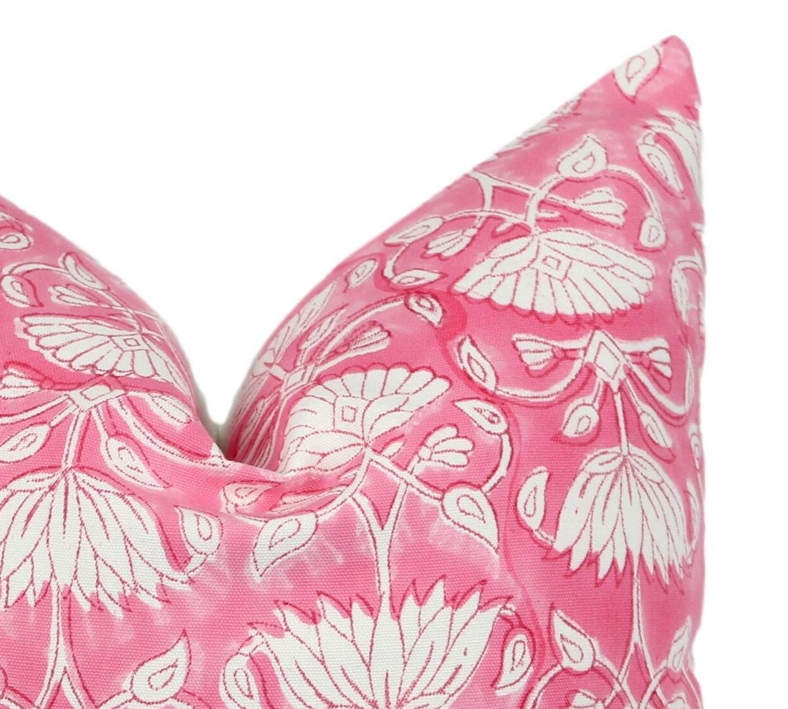 Pink Block Print Pillow Cover - Etsy