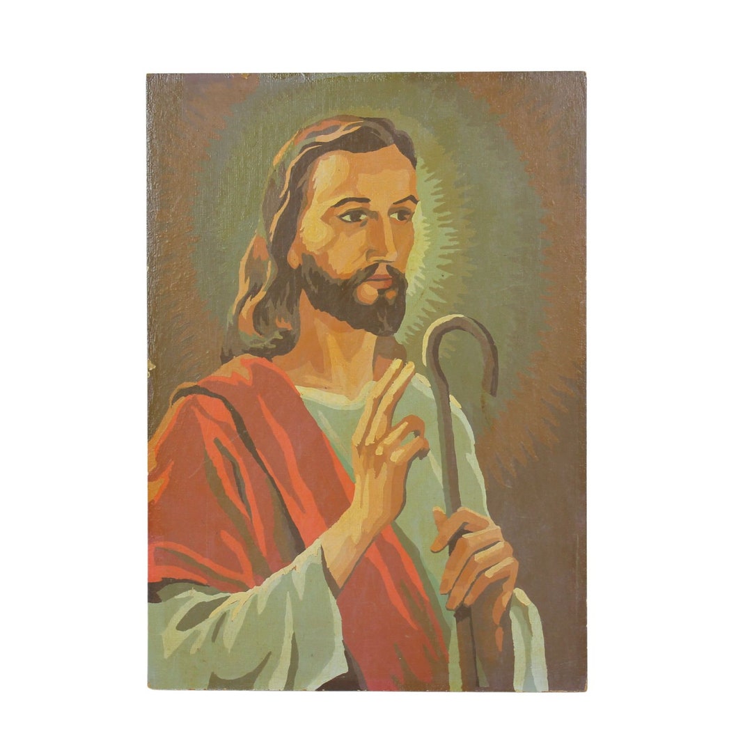 Vintage Completed Double Sided Jesus Paint by Number, With a Non ...
