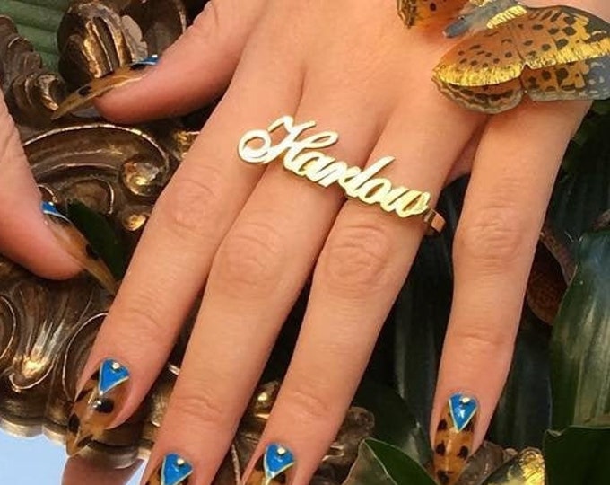 925 Sterling Silver Two Finger Ring, Single Cut Diamond Ring, Double ...