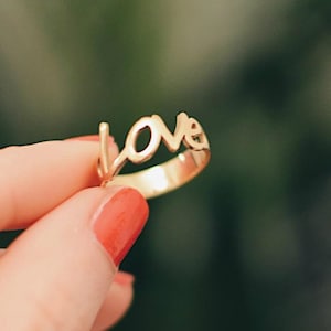 Gold Love Ring I Love You Ring Sterling Silver Women Band - Etsy