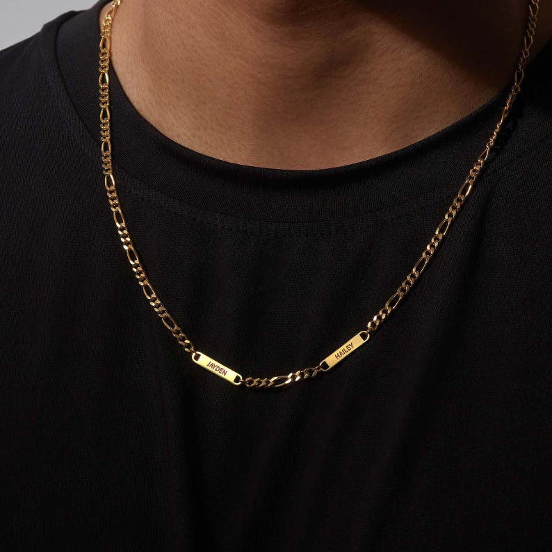 Custom Name Necklace for Men – Personalized Figaro Chain With Engraved ...