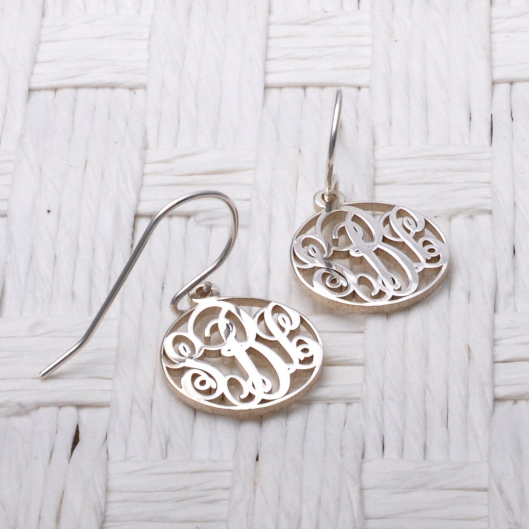 Personalized Monogram Earrings - Gold Plated Initial Dangle Hoops ...