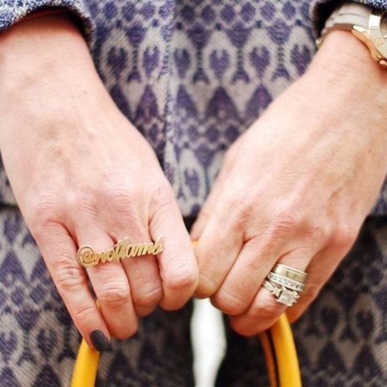 Two Finger Ring Personalized Ring Two Name Ring Double - Etsy