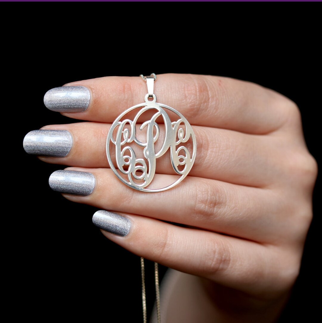 Personalized Monogram Necklace in Gold and Silver Custom Engraved Disk ...