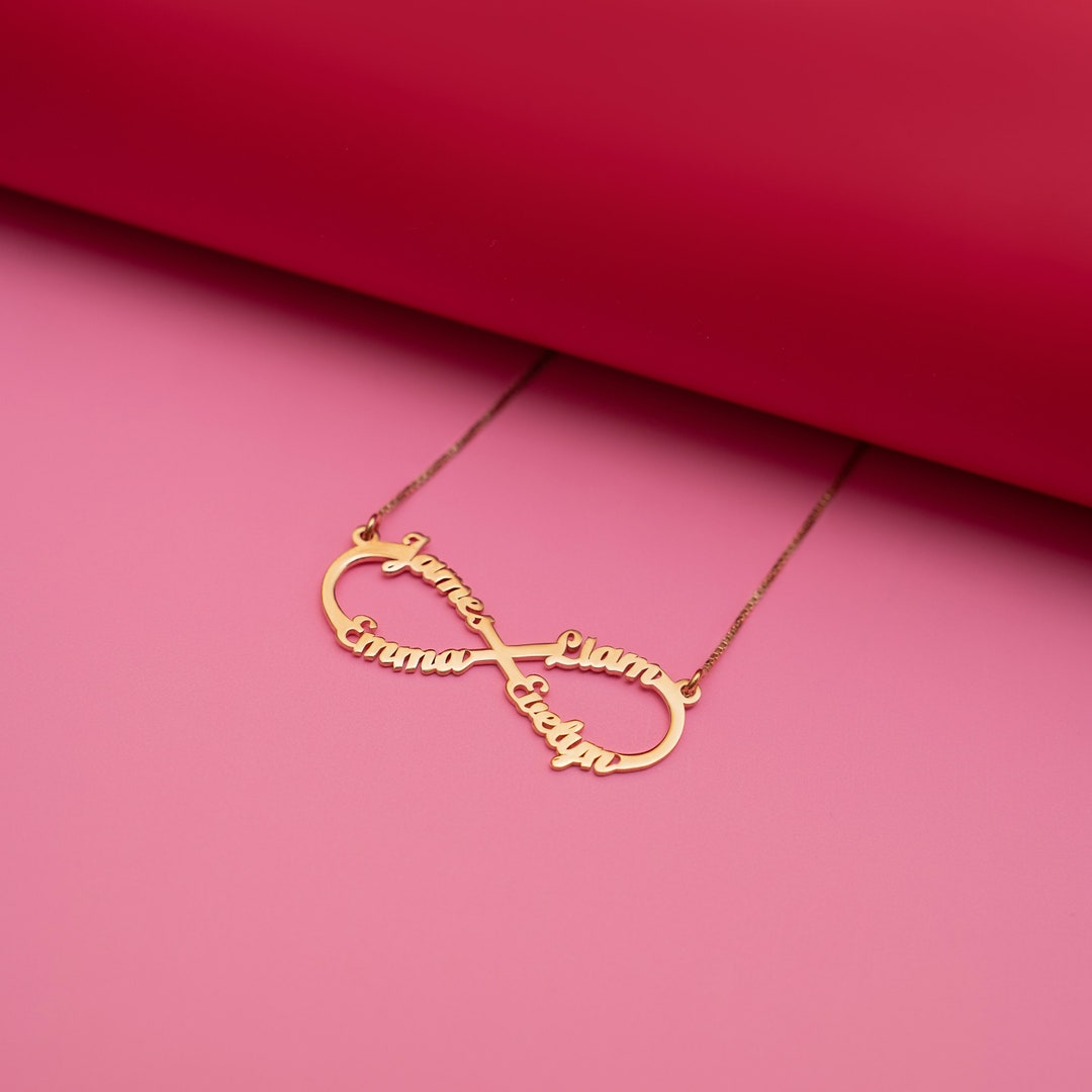 Personalized Infinity Name Necklace - Custom Gold Pendant With Kids ...