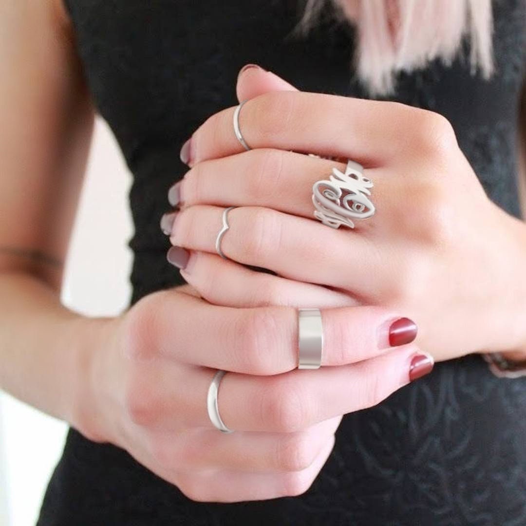 Monogram Ring - Gold Monogram Ring - Sterling Silver Monogram Ring ...