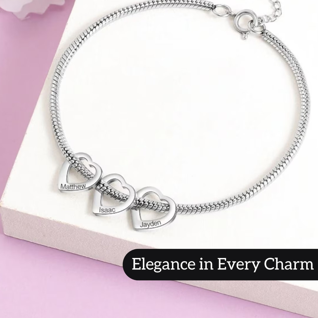Personalized Mother Bracelet With Engraved Kids Names – Customizable ...