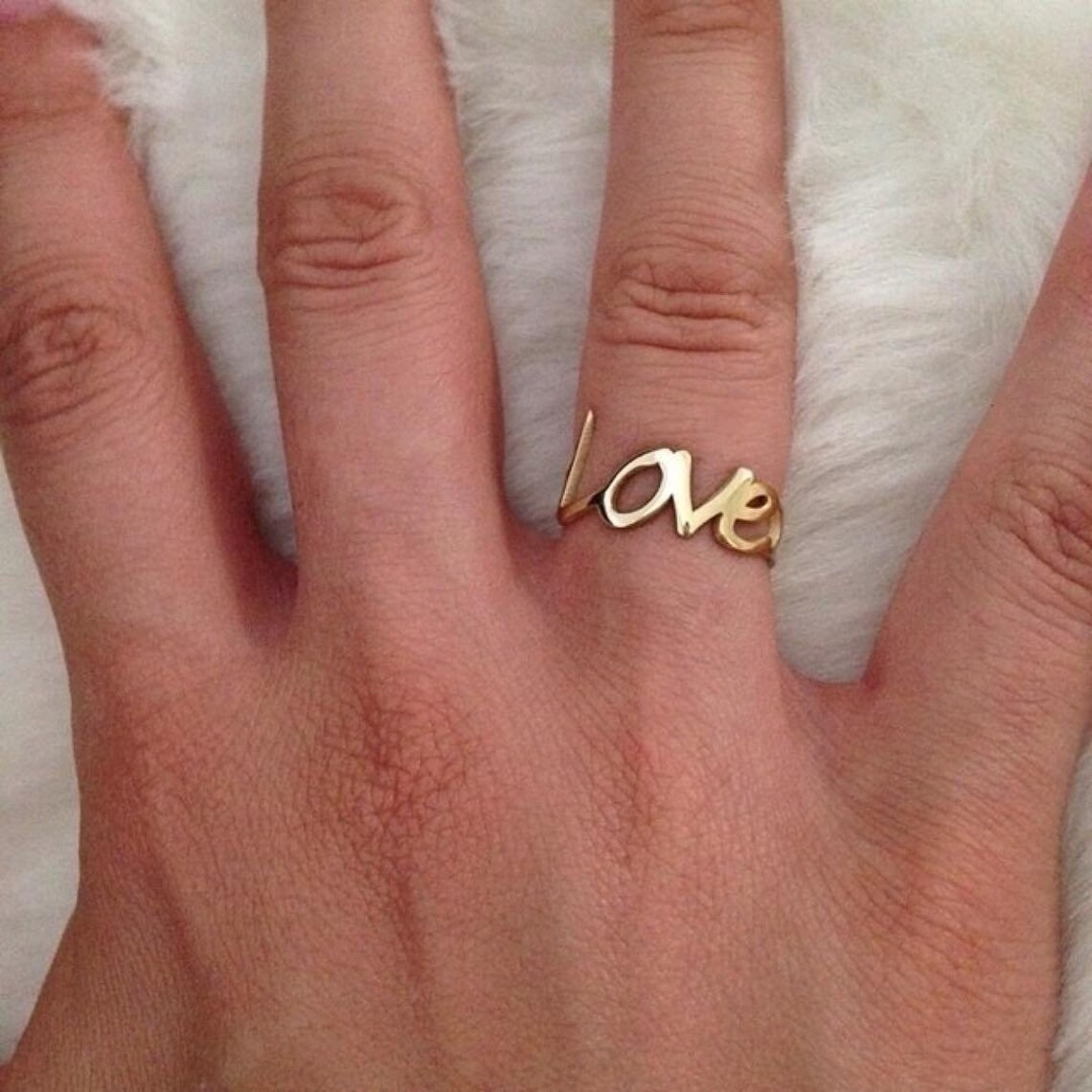 Gold Love Ring I Love You Ring Sterling Silver Women Band | Etsy