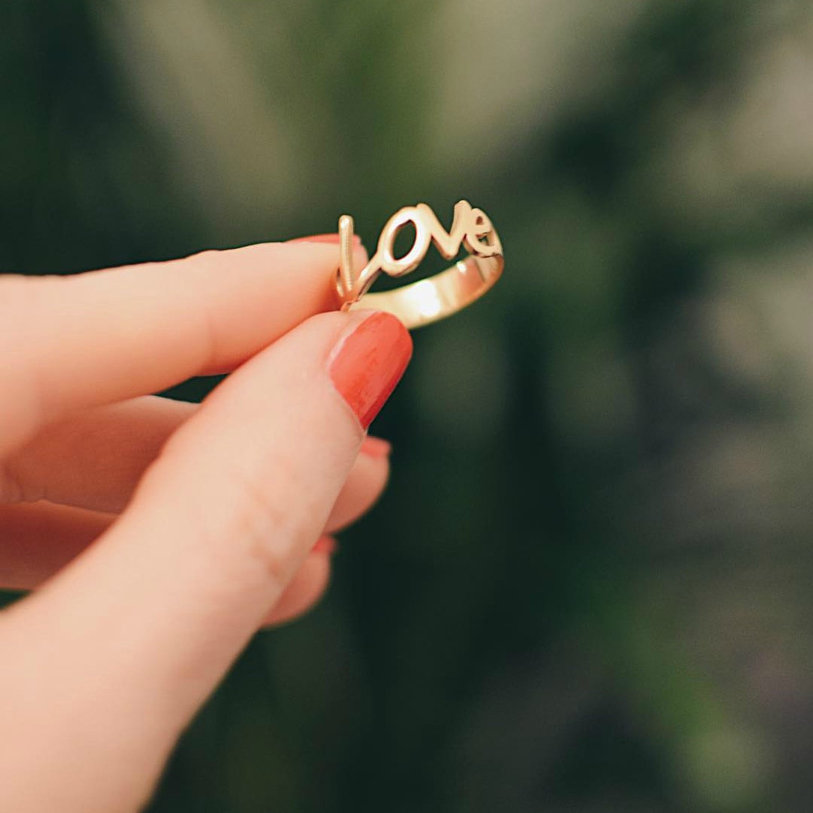 Gold Love Ring I Love You Ring Sterling Silver Women Band | Etsy