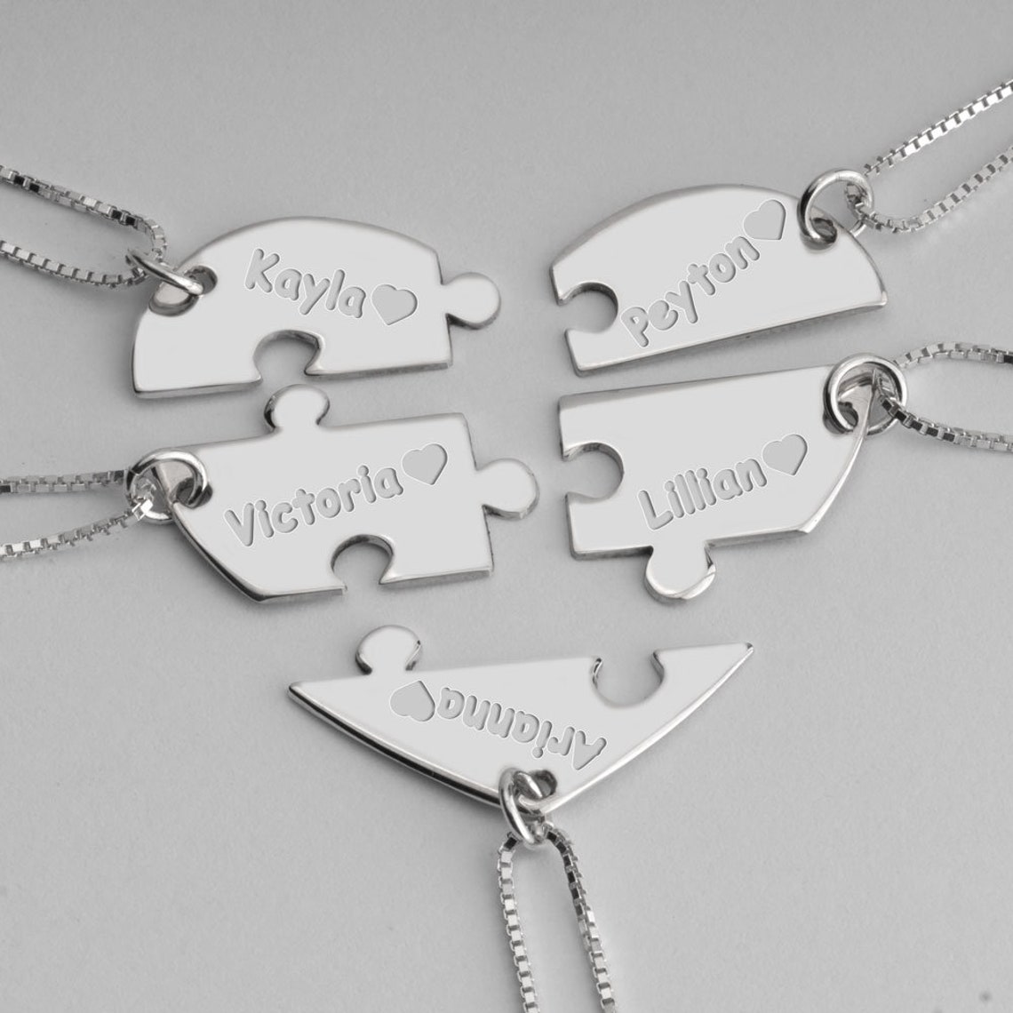 Puzzle Necklace - Puzzle Friendship Pendant - BFF Jewelry for 2,3,4,5 ...