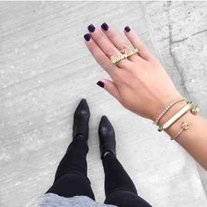 Two Finger Ring Personalized Ring Two Name Ring Double Name Ring Custom ...