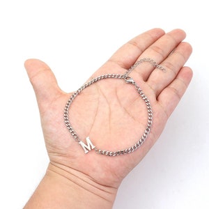 Initial Bracelet for Him: Alphabet Bracelet for Men, Silver Men Initial ...