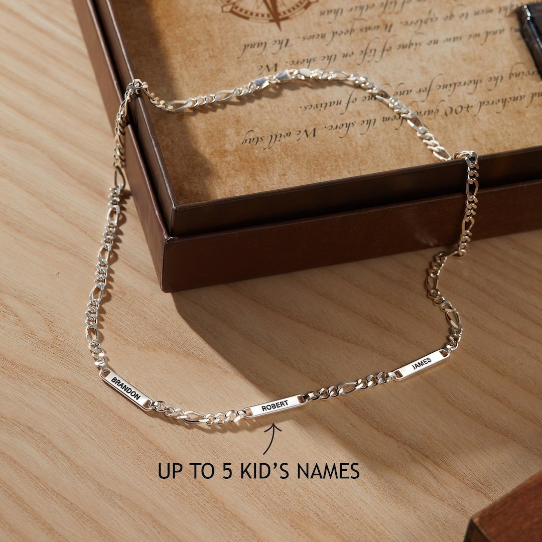 Custom Name Necklace for Men – Personalized Figaro Chain With Engraved ...