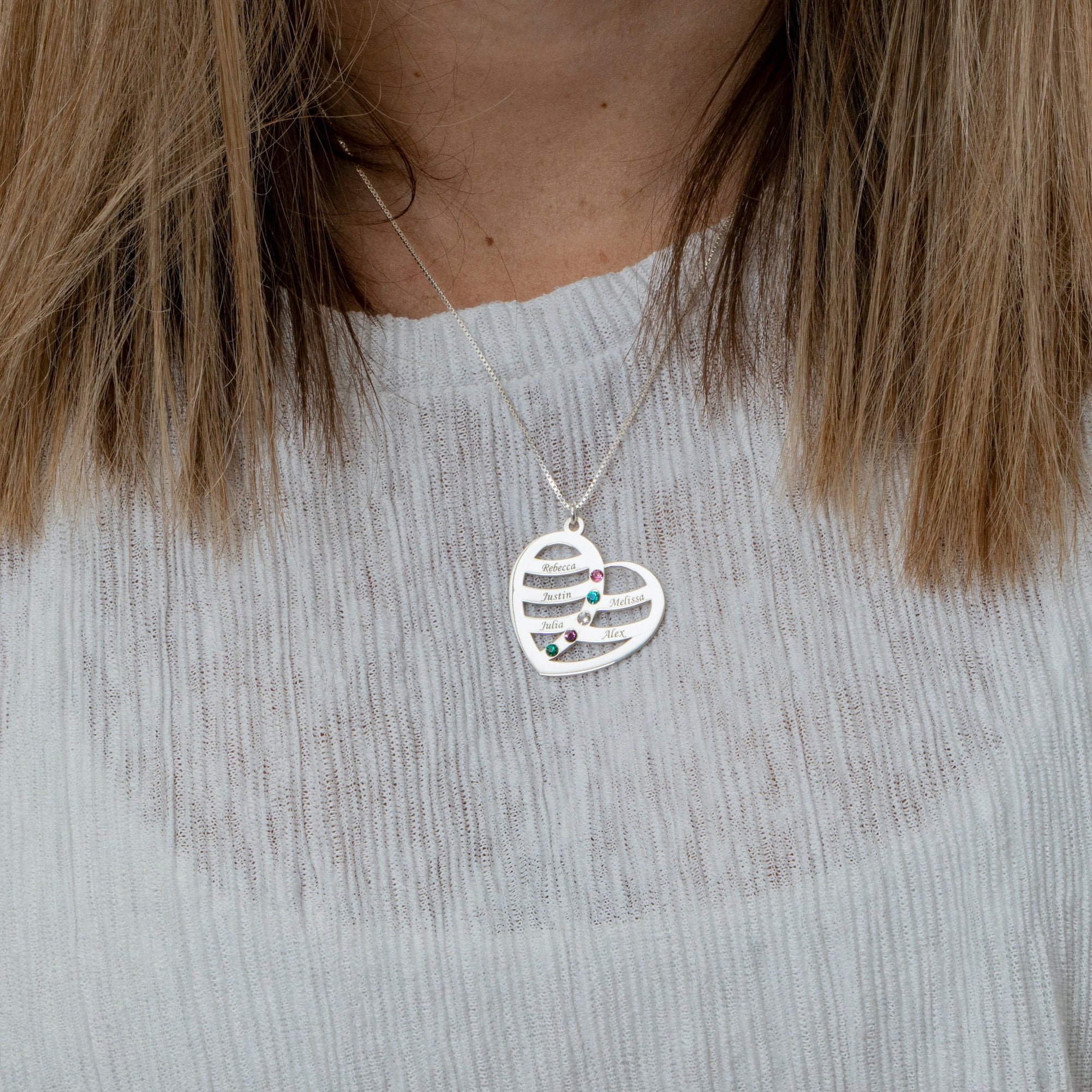Birthstone Mother Necklace • Sterling Silver Mom, Grandma Necklace ...