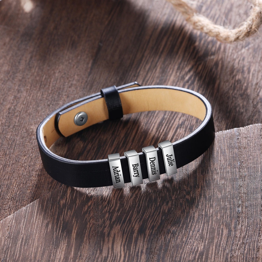 Braided Bracelets for Men - Personalized Mens Braided Leather Bracelet ...