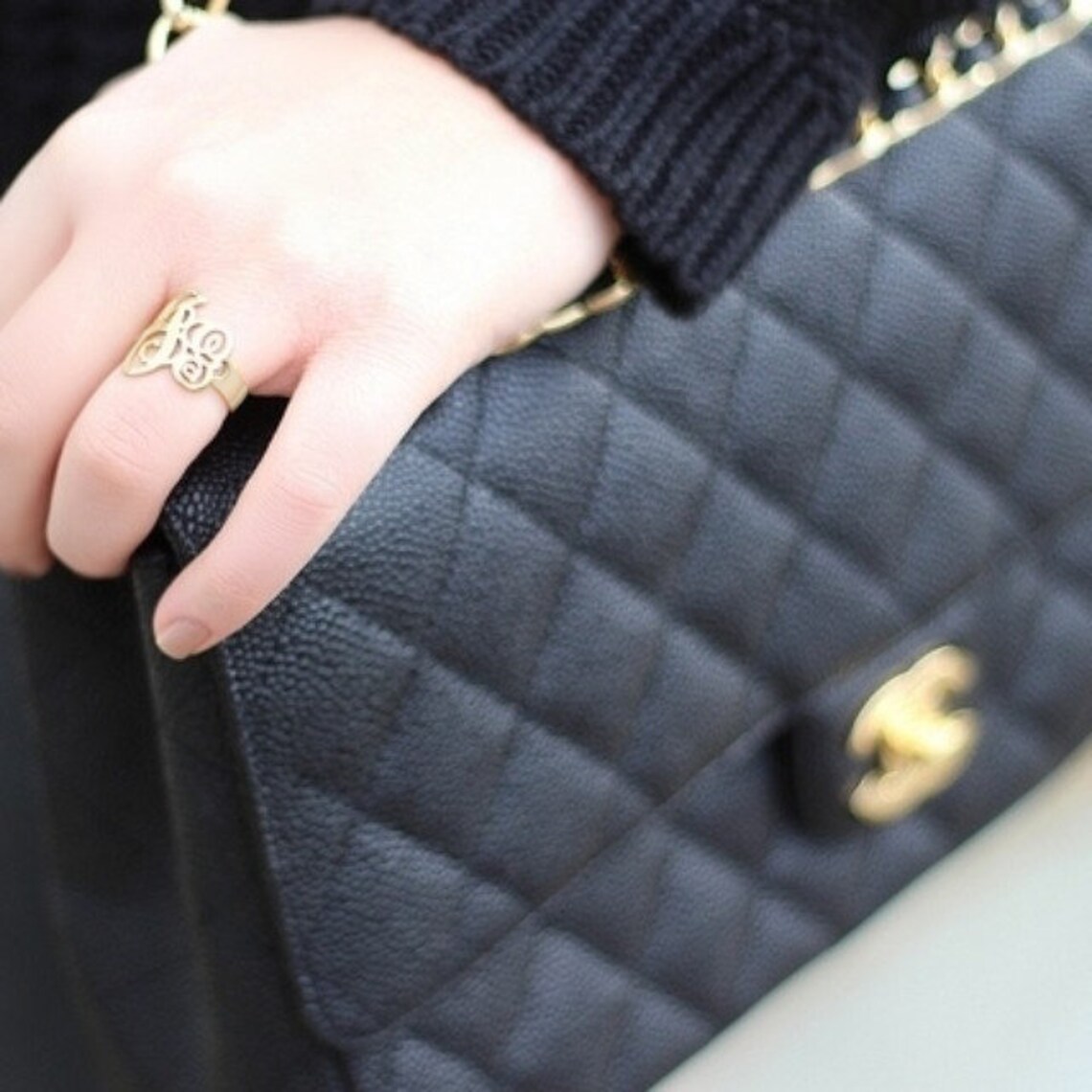 Two Three Monogram Rings Sterling Silver Letter Ring Gold - Etsy