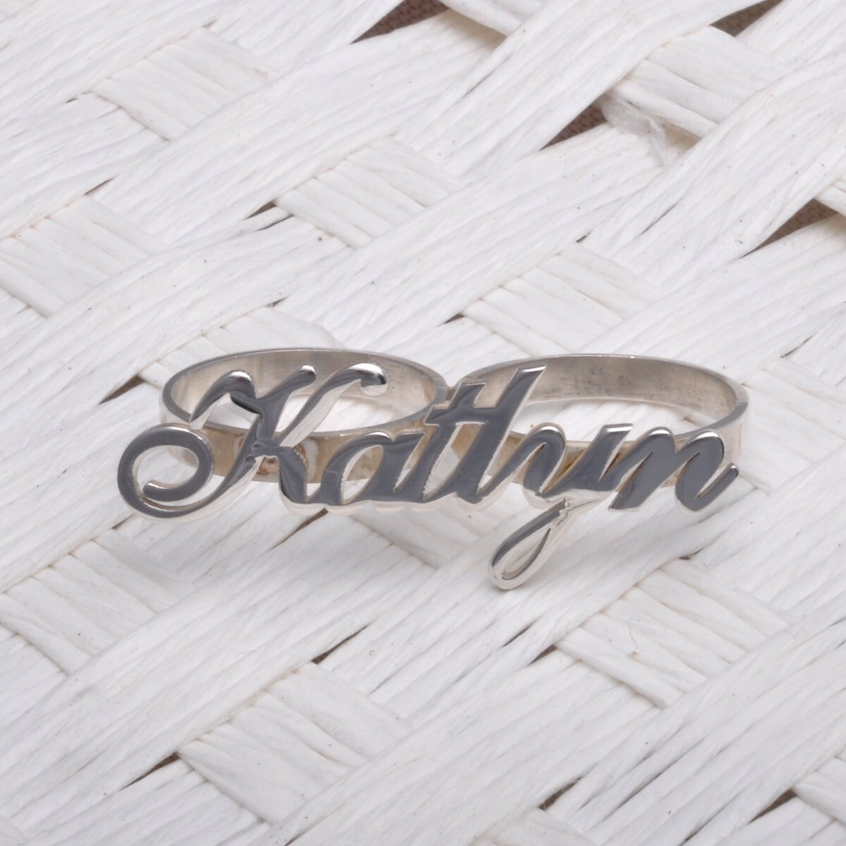 Two Finger Ring Personalized Ring Two Name Ring Double - Etsy