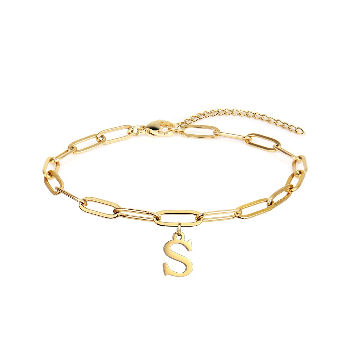 Initial Bracelet: Gold Letter Bracelets, Custom Anklet With Name ...