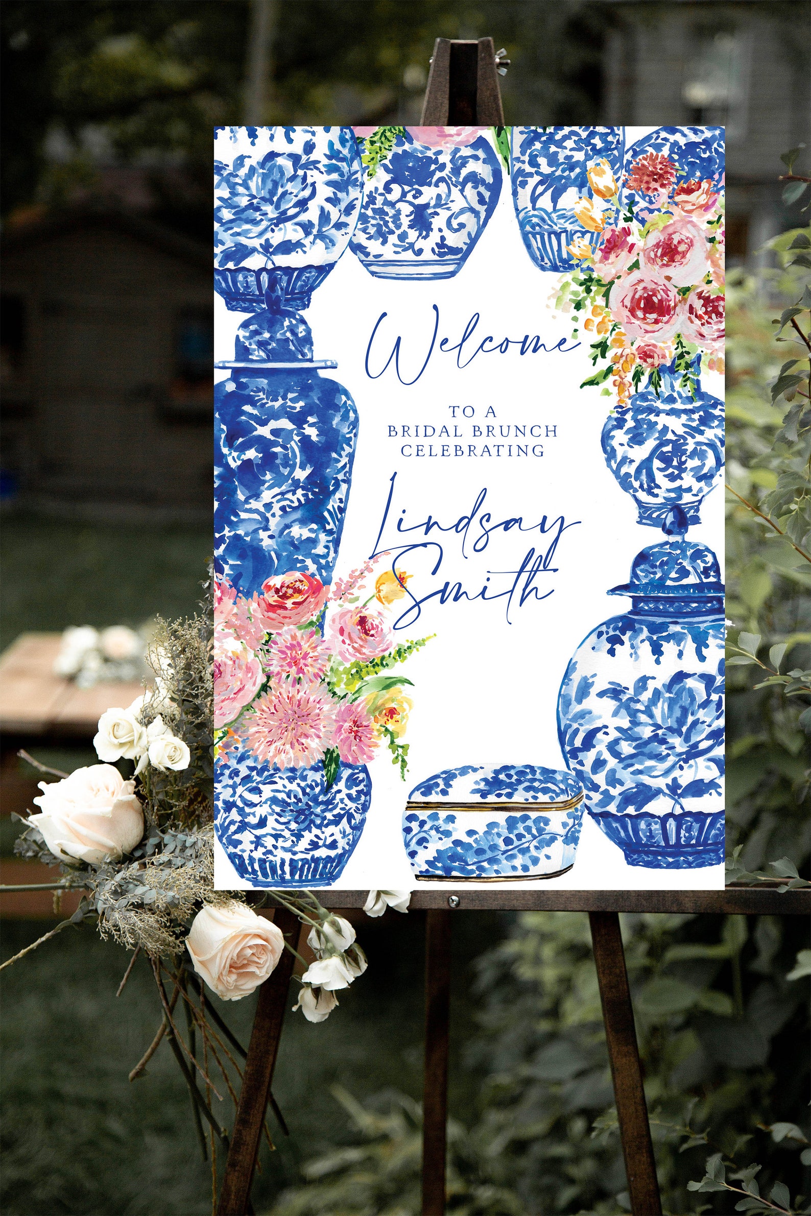 Blue Chinoiserie Welcome Sign Shower Welcome Sign Birthday - Etsy