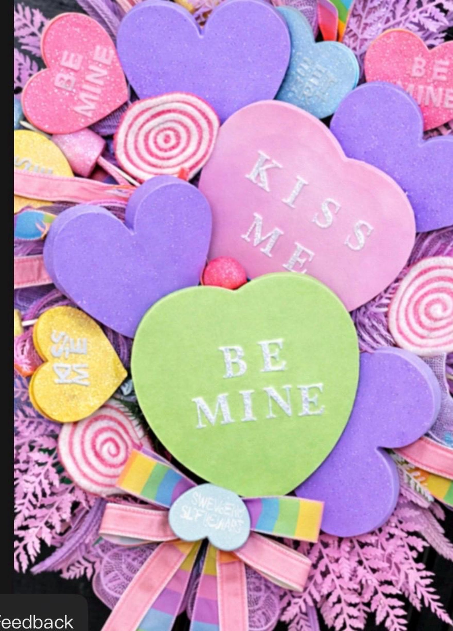 Valentine Candy Heart Wreath, Pastel Conversation Hearts Door Wreath ...