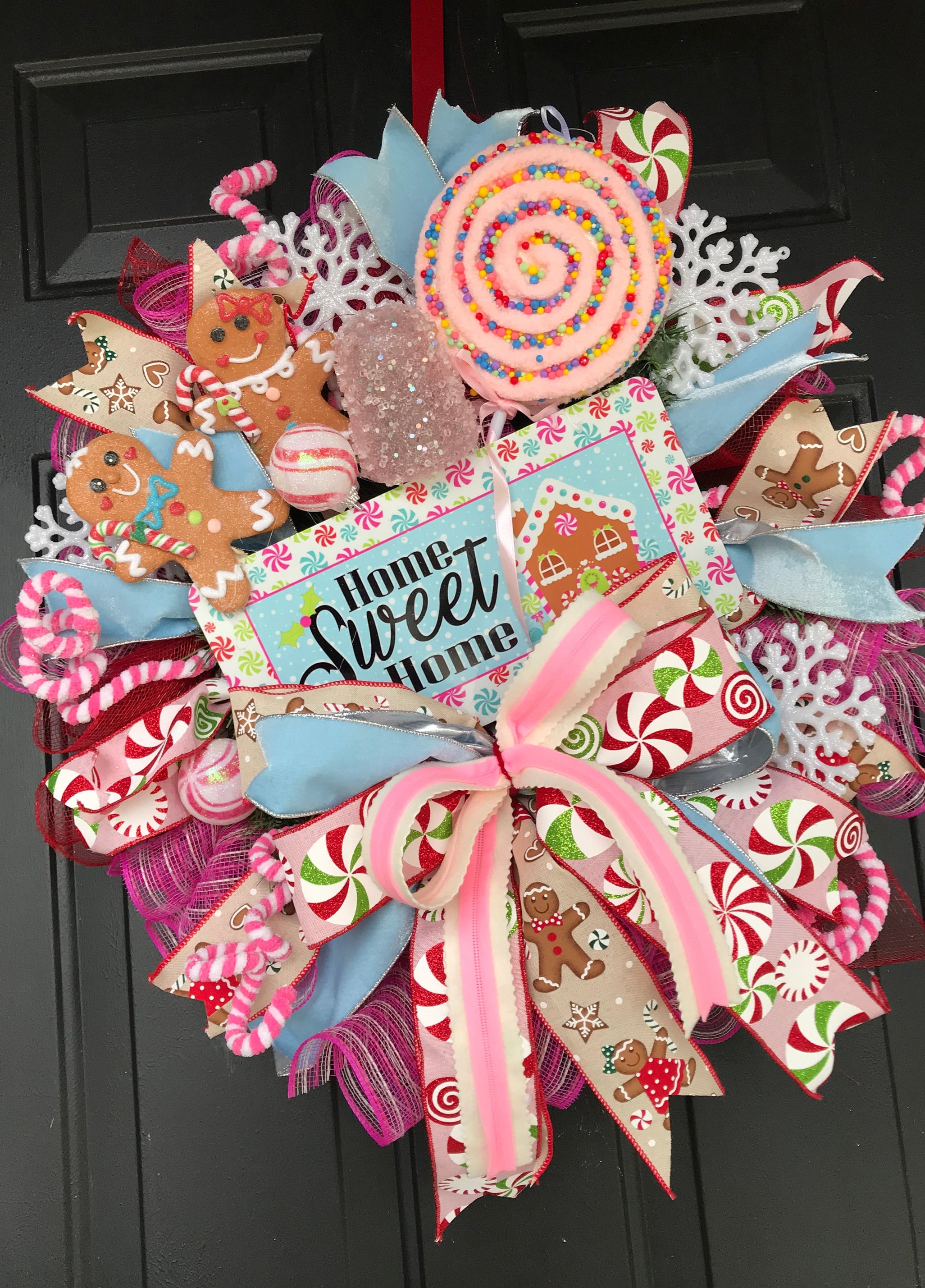 Sparkling Fun Whimsical Gingerbread Man Christmas Wreath. | Etsy