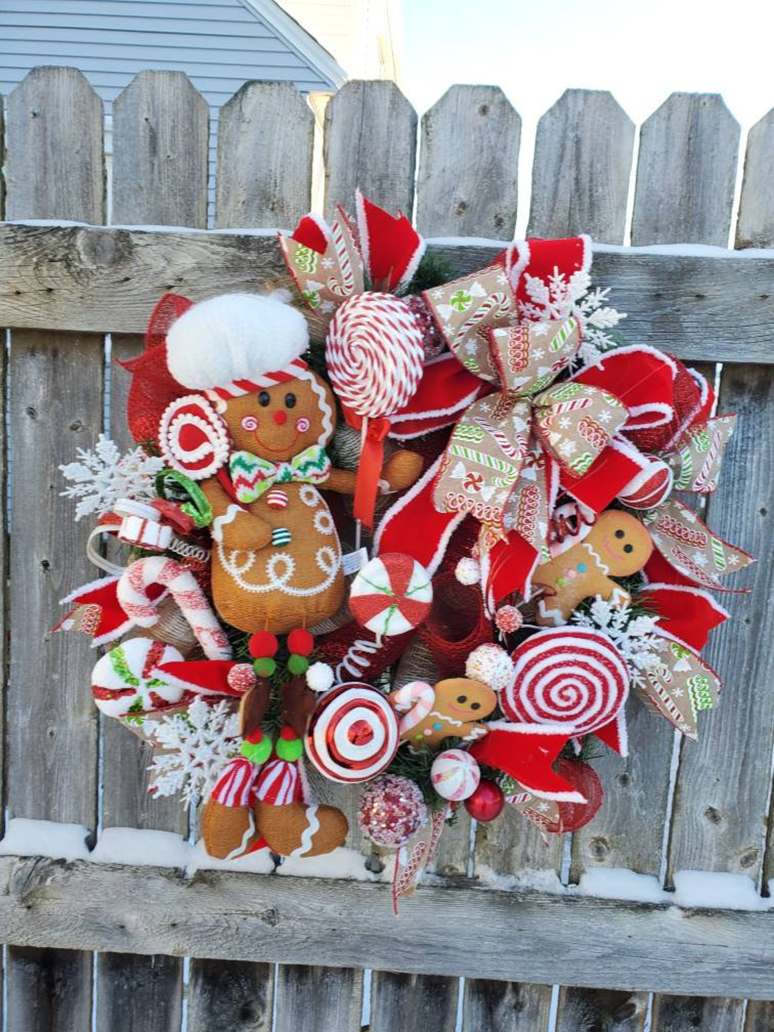 Sparkling Fun Whimsical Gingerbread Man Christmas Wreath. | Etsy
