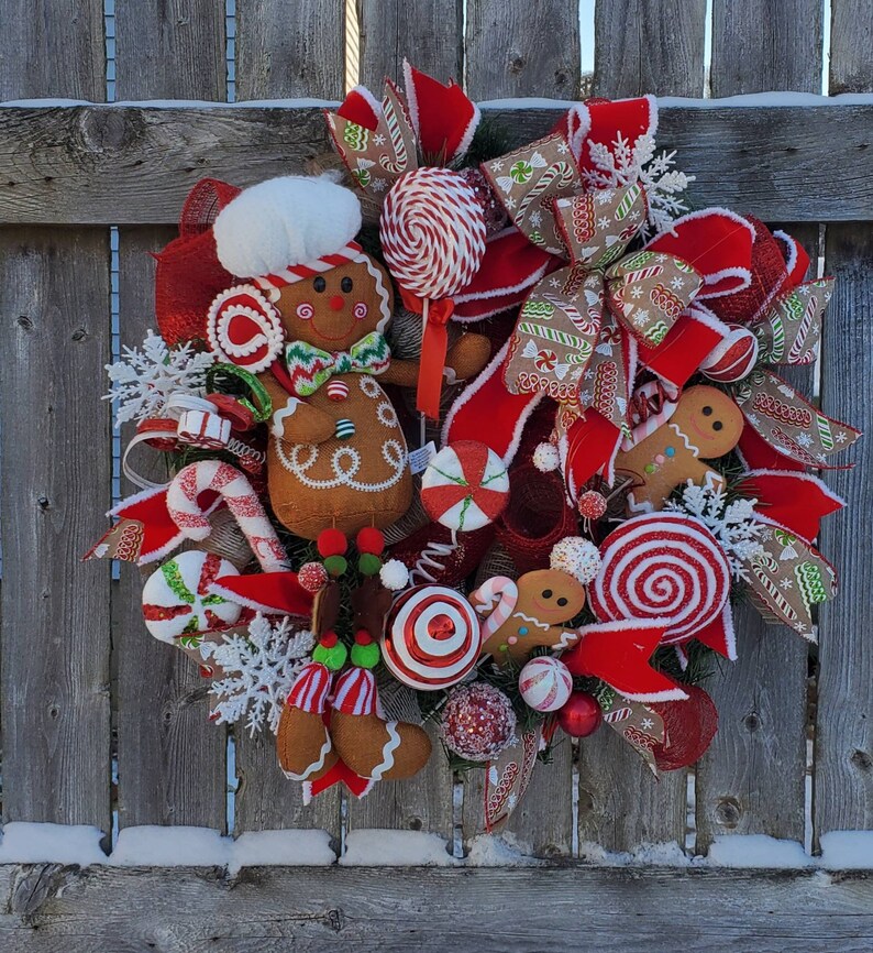 Sparkling Fun Whimsical Gingerbread Man Christmas Wreath. | Etsy