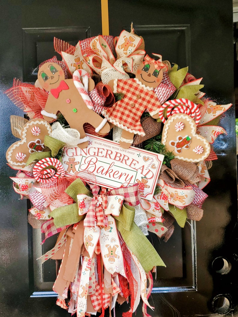 Gingerbread wreath Gingerbread Man Wreath Front Door Wreath | Etsy