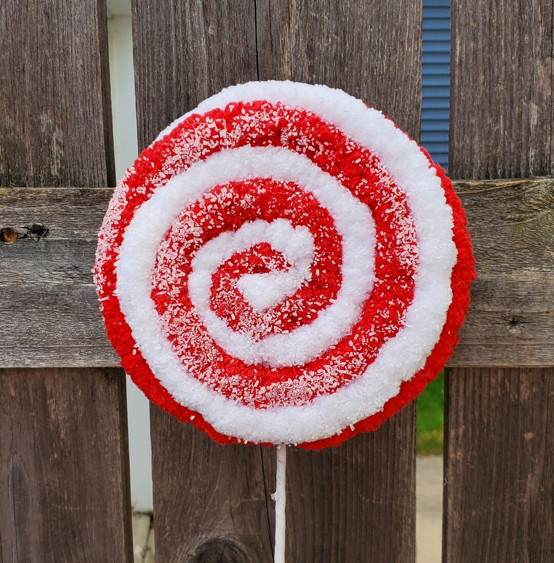 Red and White Swirl Lollipop Pick Handmade - Etsy