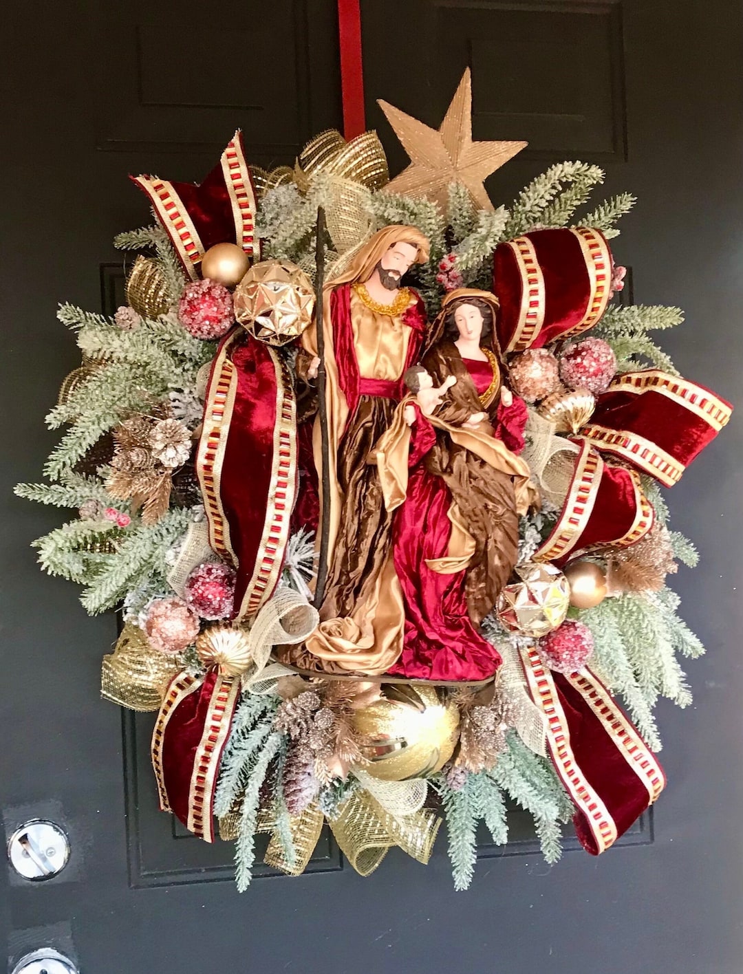 Holy Family Christmas Wreath, Christmas Wreath, Christian Christmas ...