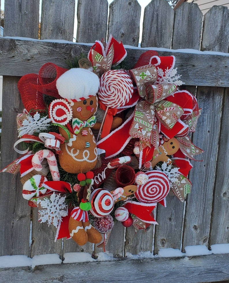 Sparkling Fun Whimsical Gingerbread Man Christmas Wreath. | Etsy