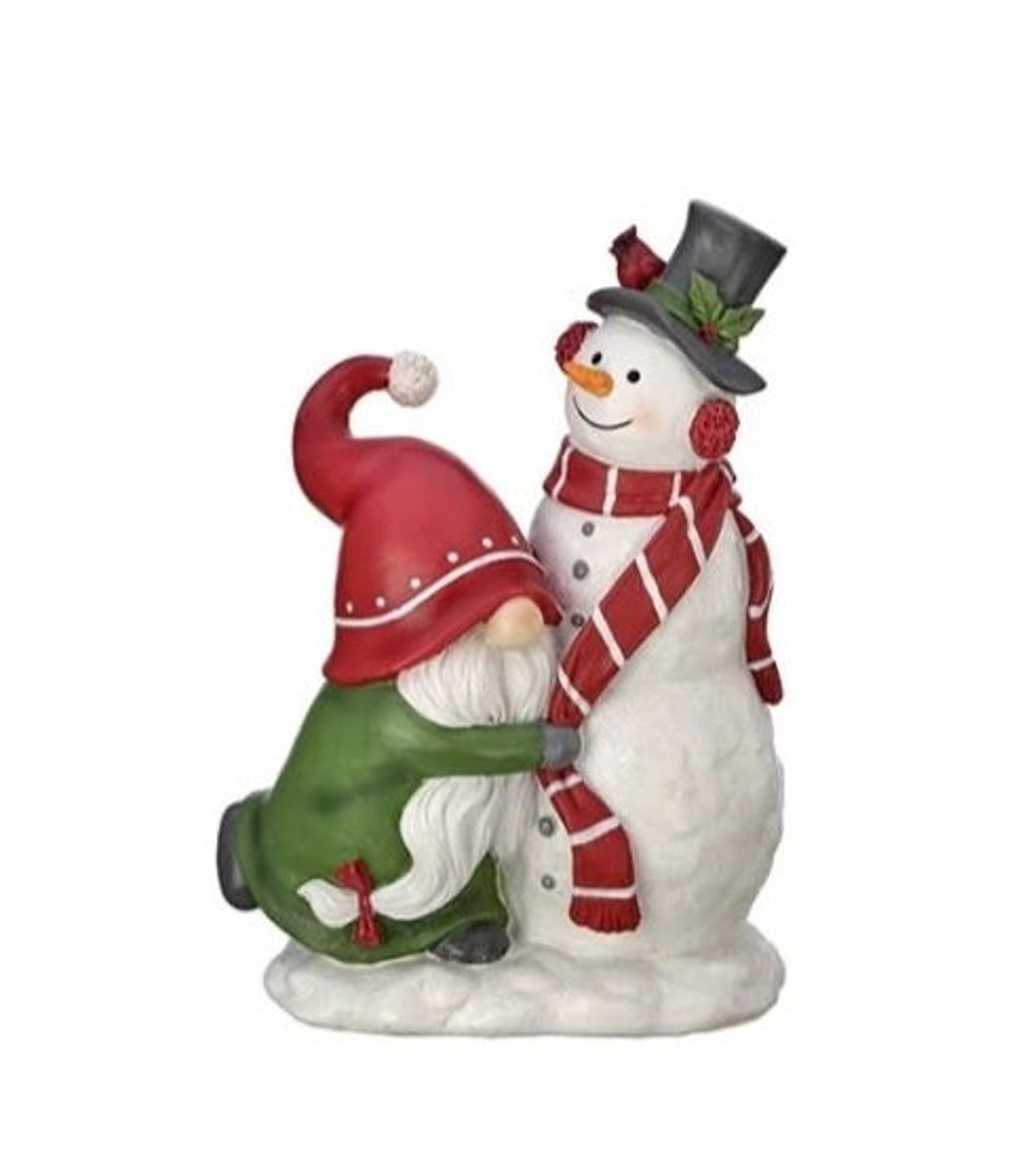 10 Resin christmas Gnome Hugging Snowman, Shelf Sitter, Tabletop Décor ...
