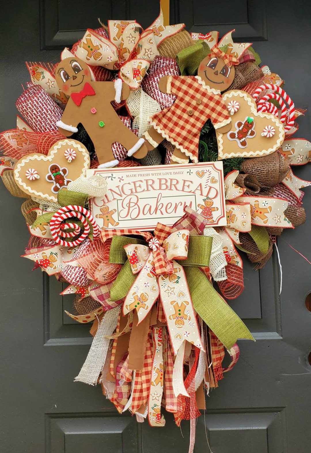 Gingerbread Wreath, Gingerbread Man Wreath, Front Door Wreath ...