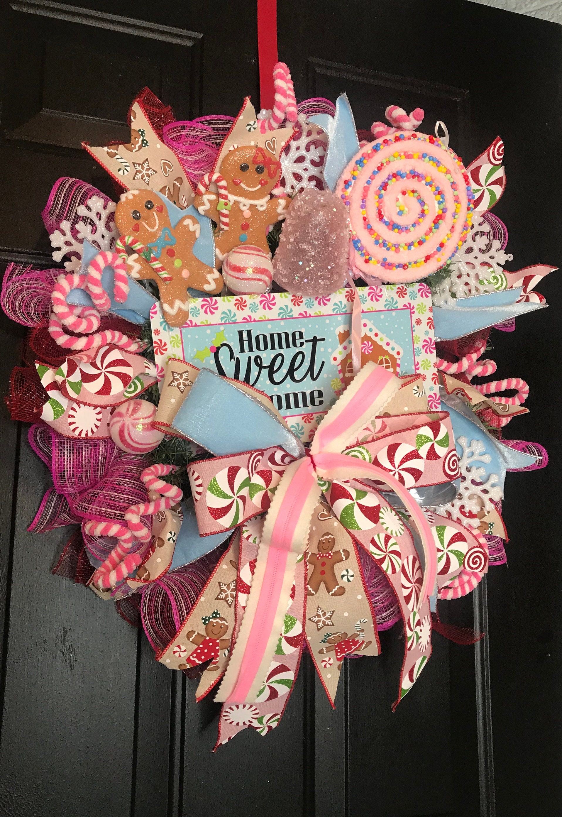 Sparkling Fun Whimsical Gingerbread Man Christmas Wreath. | Etsy