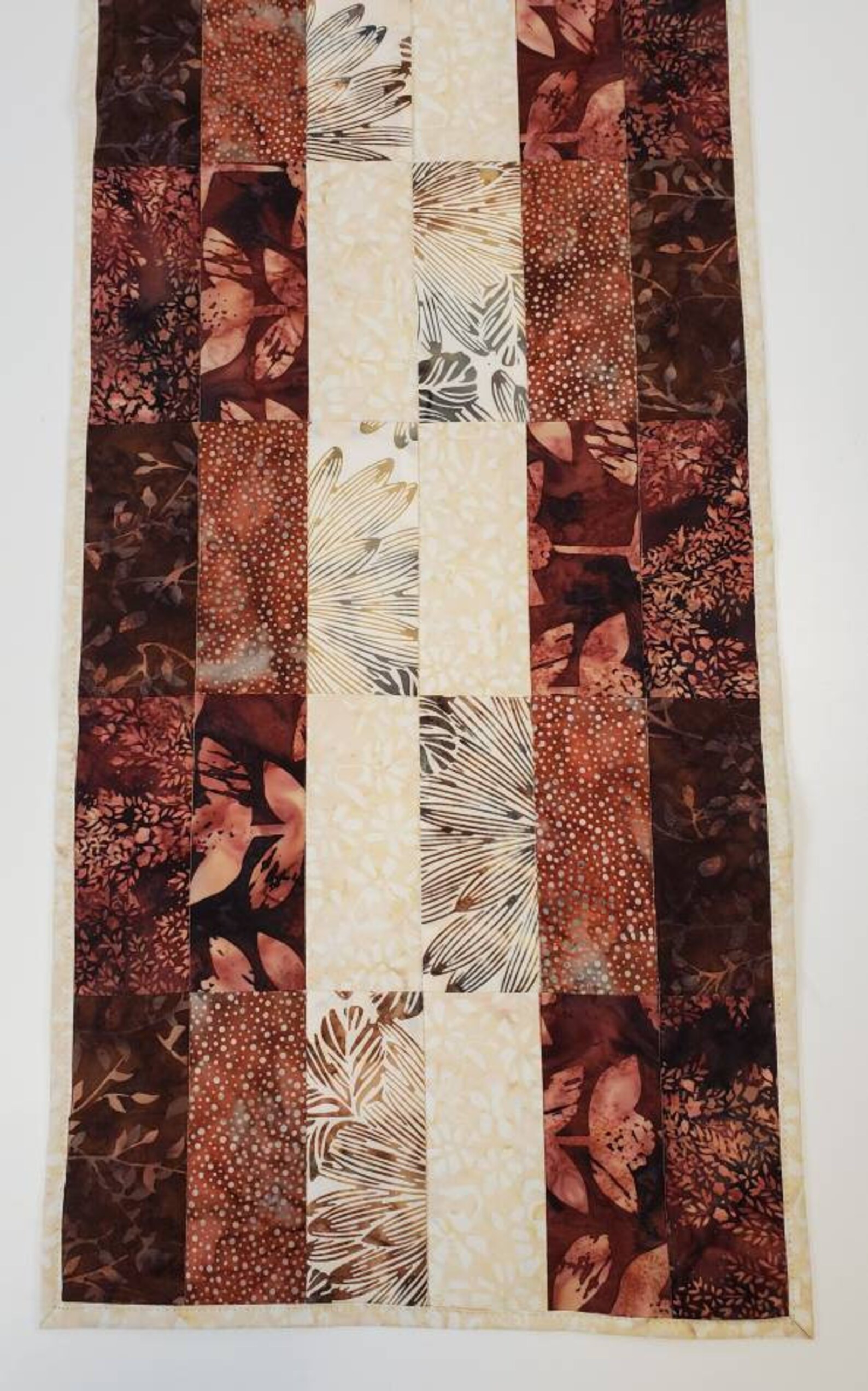 Fall Color Modern Quilted Batik Table Runner Burgundy and - Etsy