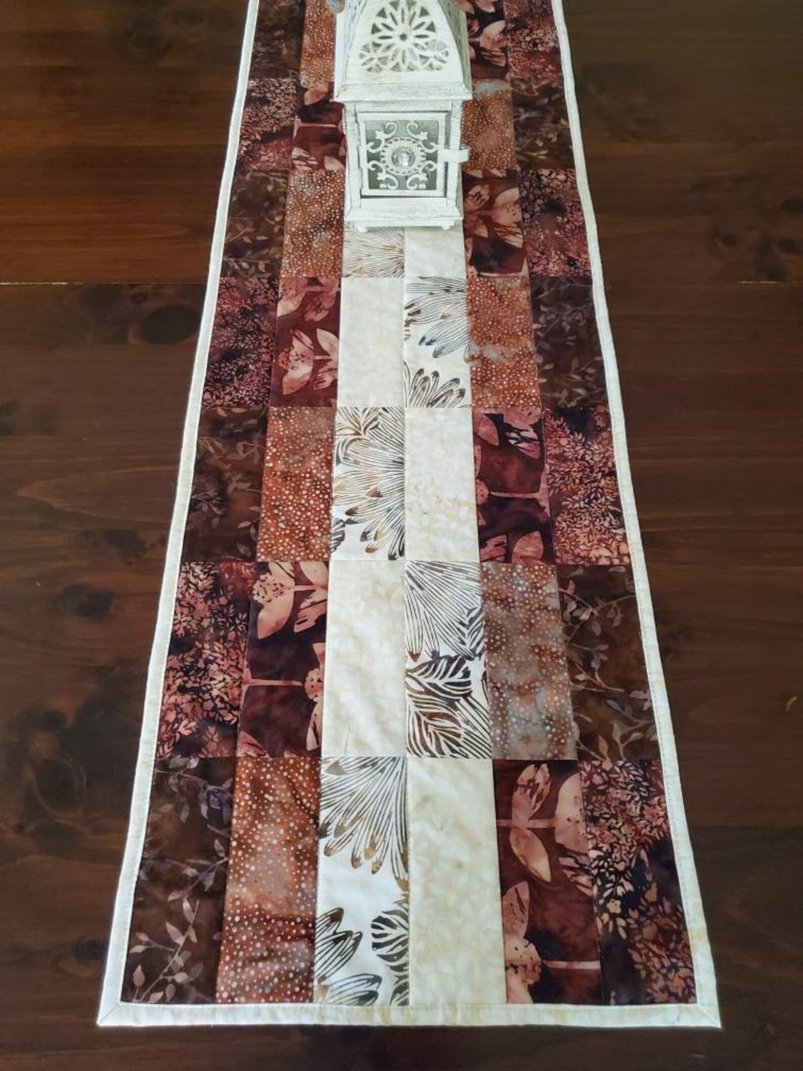 Fall Color Modern Quilted Batik Table Runner Burgundy and - Etsy