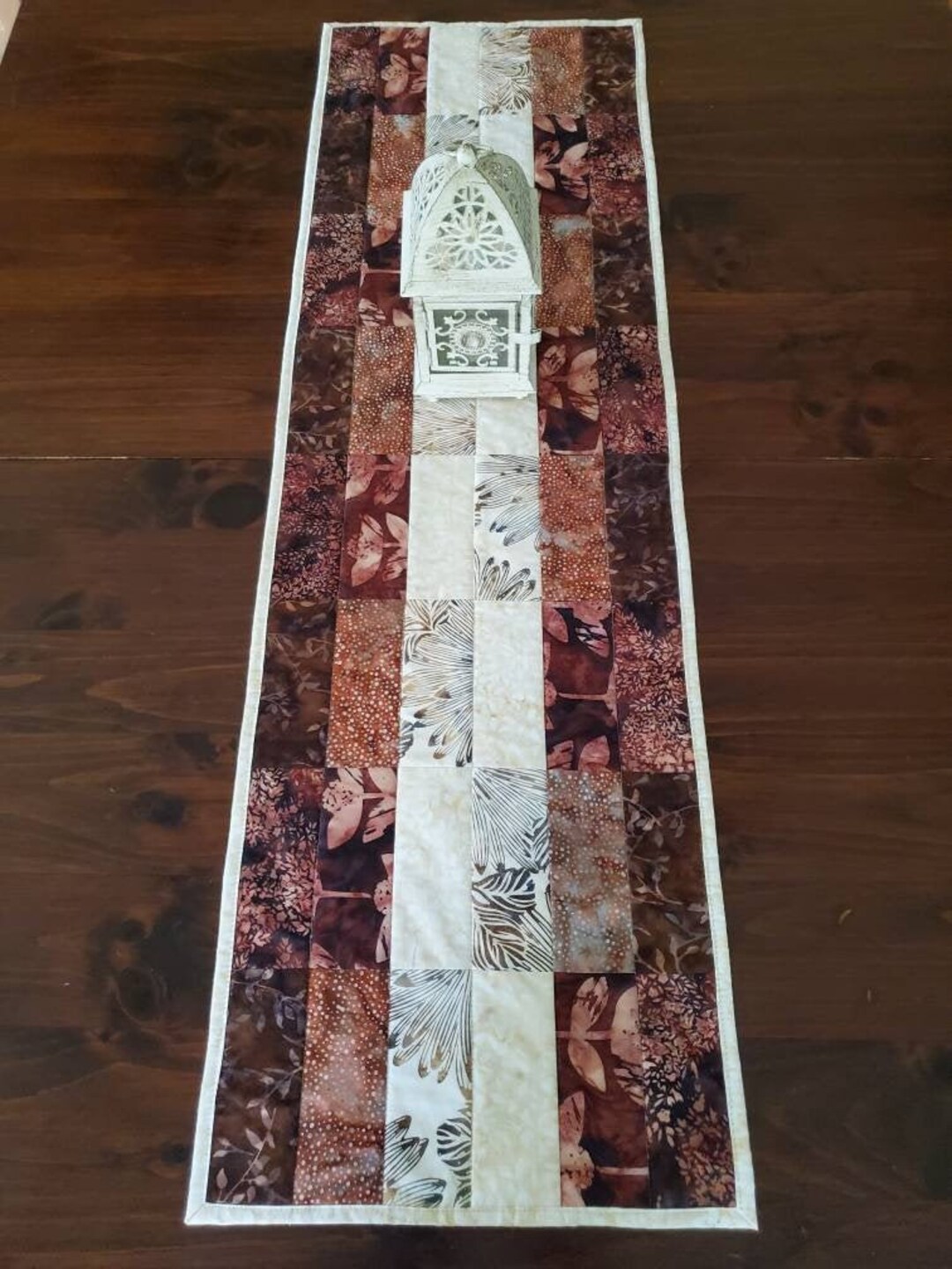 Fall Color Modern Quilted Batik Table Runner Burgundy and - Etsy