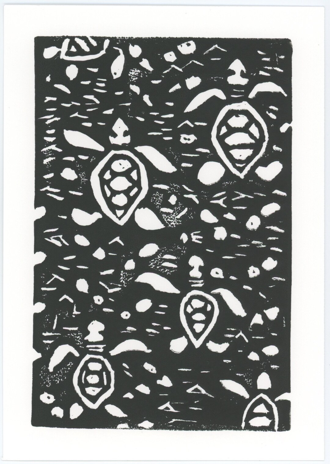 Baby Turtle Linoleum Block Print, Hawaii Wall Decor, 5" X 7" - Etsy