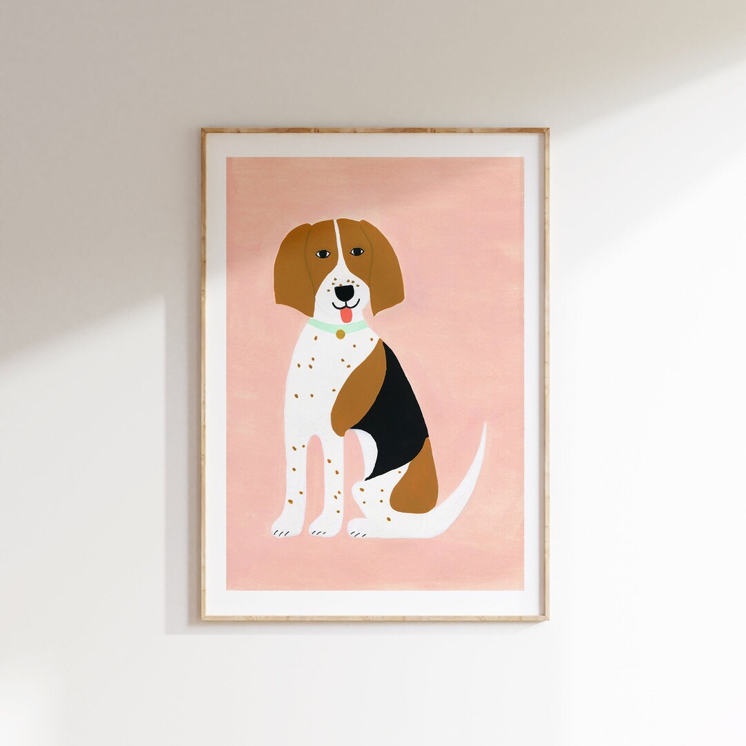 Hound Dog Art Print, Hound Dog Illustration, Nursery Dog Print, Kids ...