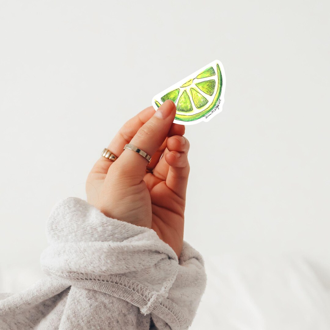 Cute Lime Fruit Sticker, Watercolor Handmade Vinyl Sticker, Water ...