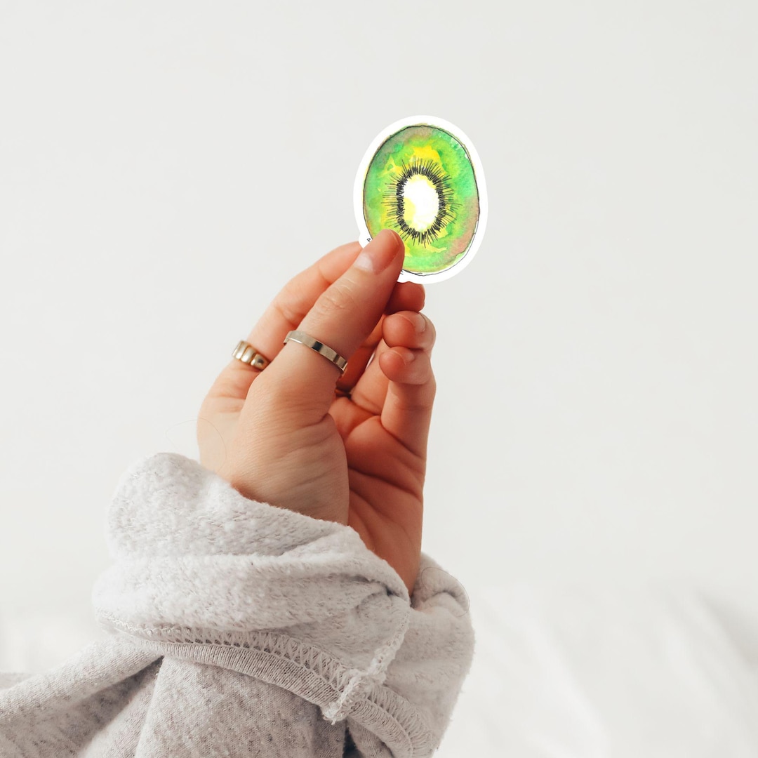Cute Kiwi Fruit Sticker, Watercolor Handmade Vinyl Sticker, Water ...