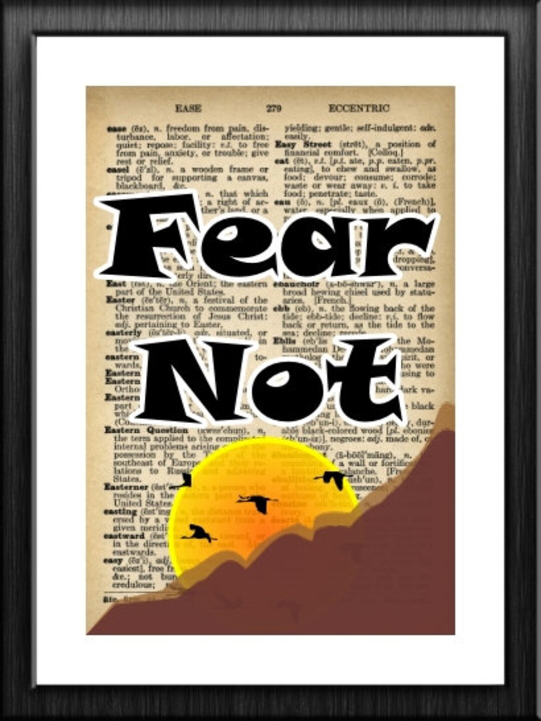 Fear Not-print on Old Vintage Dictionary Page-wall Decor Print-gift ...