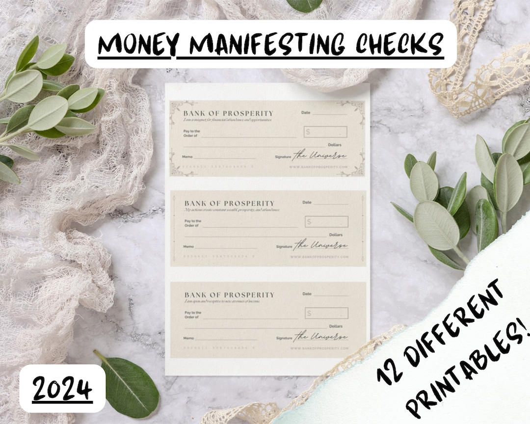 2024 Money Manifesting Checks, Law of Attraction, Vision Board ...