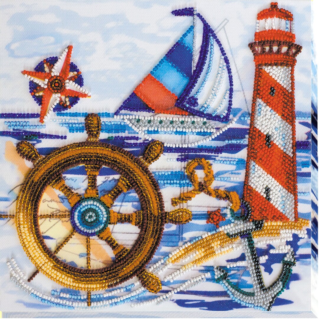 Colorful Marine Bead Embroidery Kit, Needlepoint Kit, Sea Themed ...