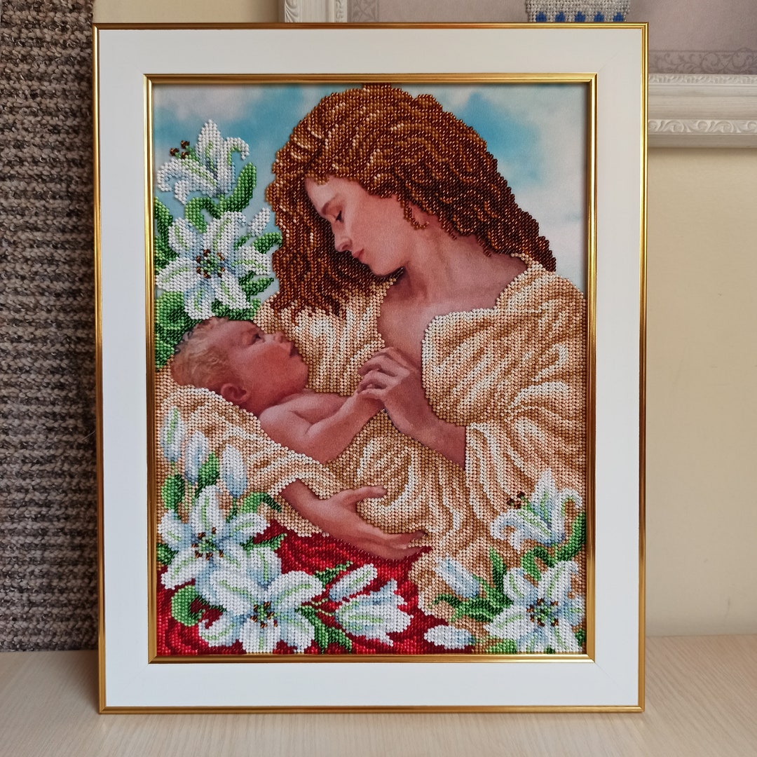 Bead embroidery kit Madonna with a child Christian embroidery kit ...