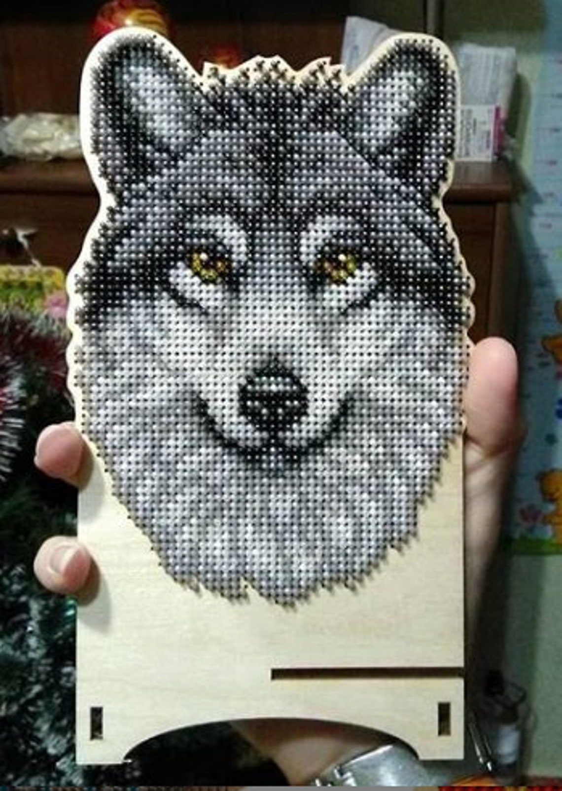 Wooden phone holder accessory wood Cell phone stand with bead | Etsy