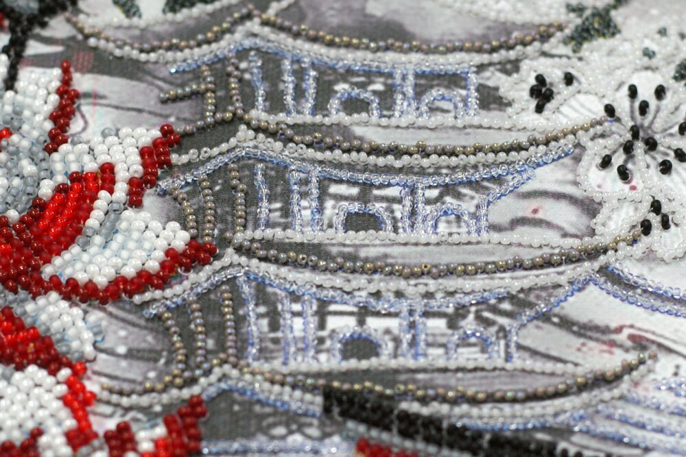 Japanese Scenery Bead Stitch Pattern Printed on Art Canvas - Etsy