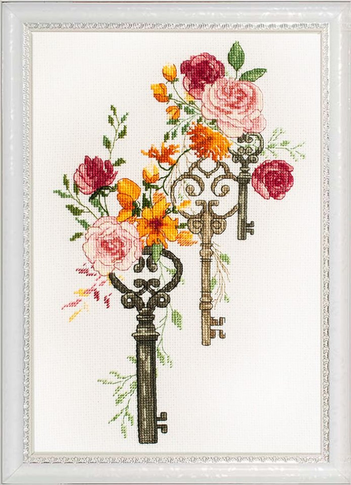 Cross Stitch Kit Lucky Keys Flower Modern Cross Stitch | Etsy